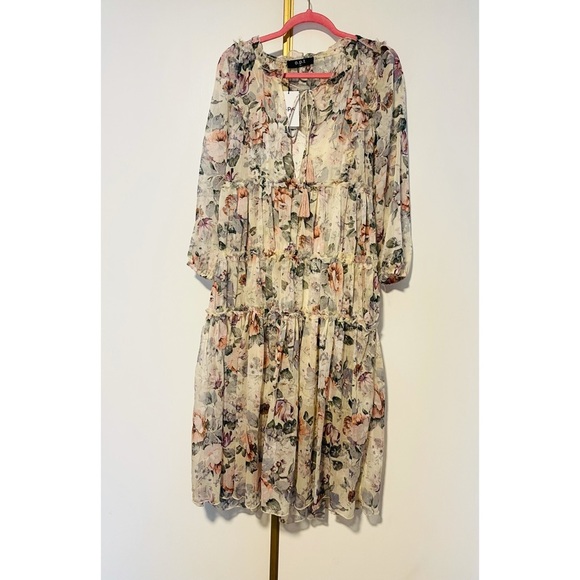 o.p.t | Dresses | Nwt Opt Pastel Cream Floral Boho Chic Peasant Midi ...